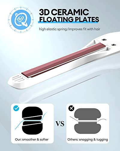 2/5 Inch Mini Flat Iron, CkeyiN Pencial Flat Iron for Short Hair, Beard and Pixie Cut, 30s PTC Fast Heating Small Hair Straightener with 15 Adjustable Temp, LCD Display, Auto Shut Off