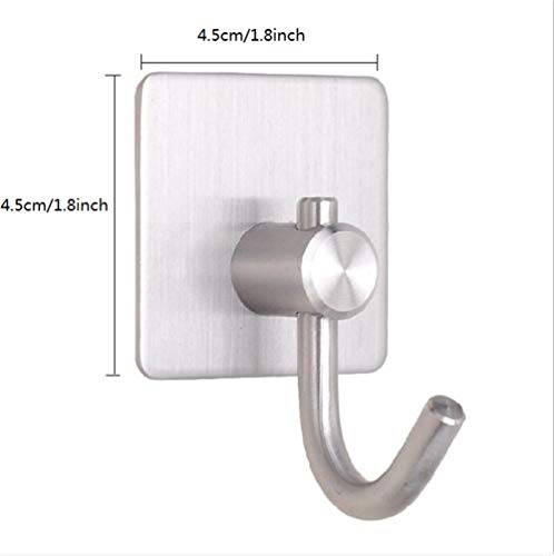 Deerbird® 4 Pcs Adhesive Hooks Seamless Rustproof Stainless Steel Nail-Free Hanging Hanger Wall Mount Single Hook for Bedroom Living Room Bathroom and Office