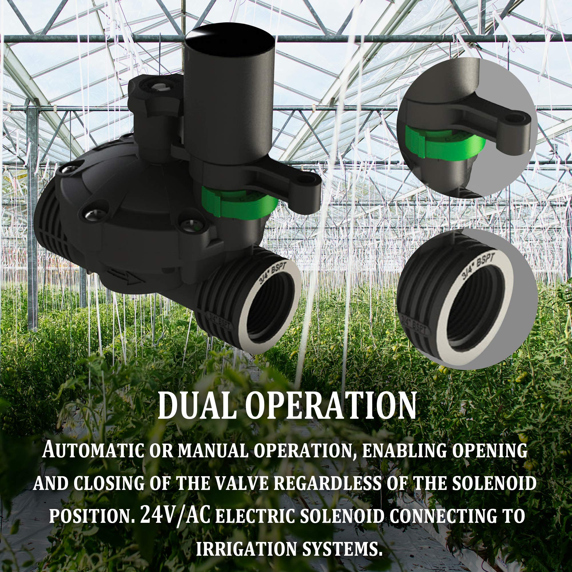 Galcon YLZ 3/4-inch Solenoid Globe Valve AC 24V FPT Irrigation Control Inline w/Flow Control Reinforced Plastic, Drip Irrigation, Greenhouse Residential & small Commercial Sites GAVASY312Q9