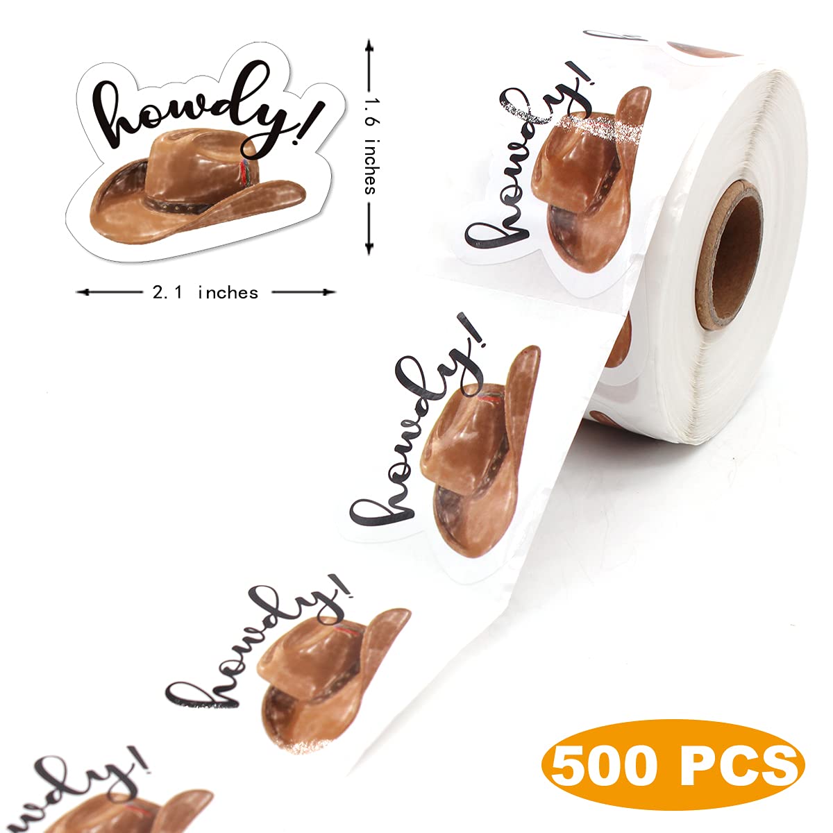 muminglong 1.5 Inch Howdy Sticker, Cowboy Hat Sticker,Thank You Sticker,Small Shop Sticker, Small Business, Handmade Sticker,Packaging Sticker, 500 PCS