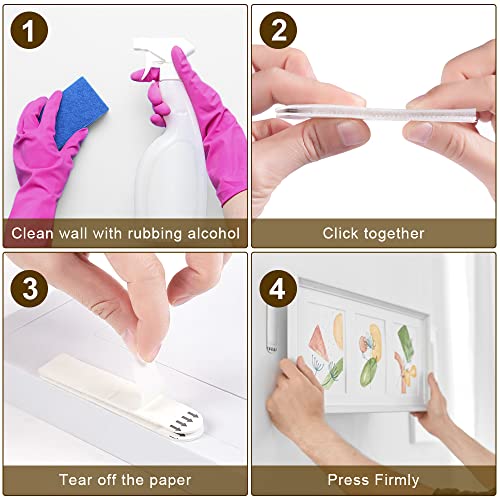 Ainiv 32-Pairs(64 Strips) Large Picture Hanging Strips Heavy Duty, Adhesive Hook and Loop Mounting Tapes Damage Free No Nails Picture Hangers for Frame Hanging Poster Strips Christmas Decorations