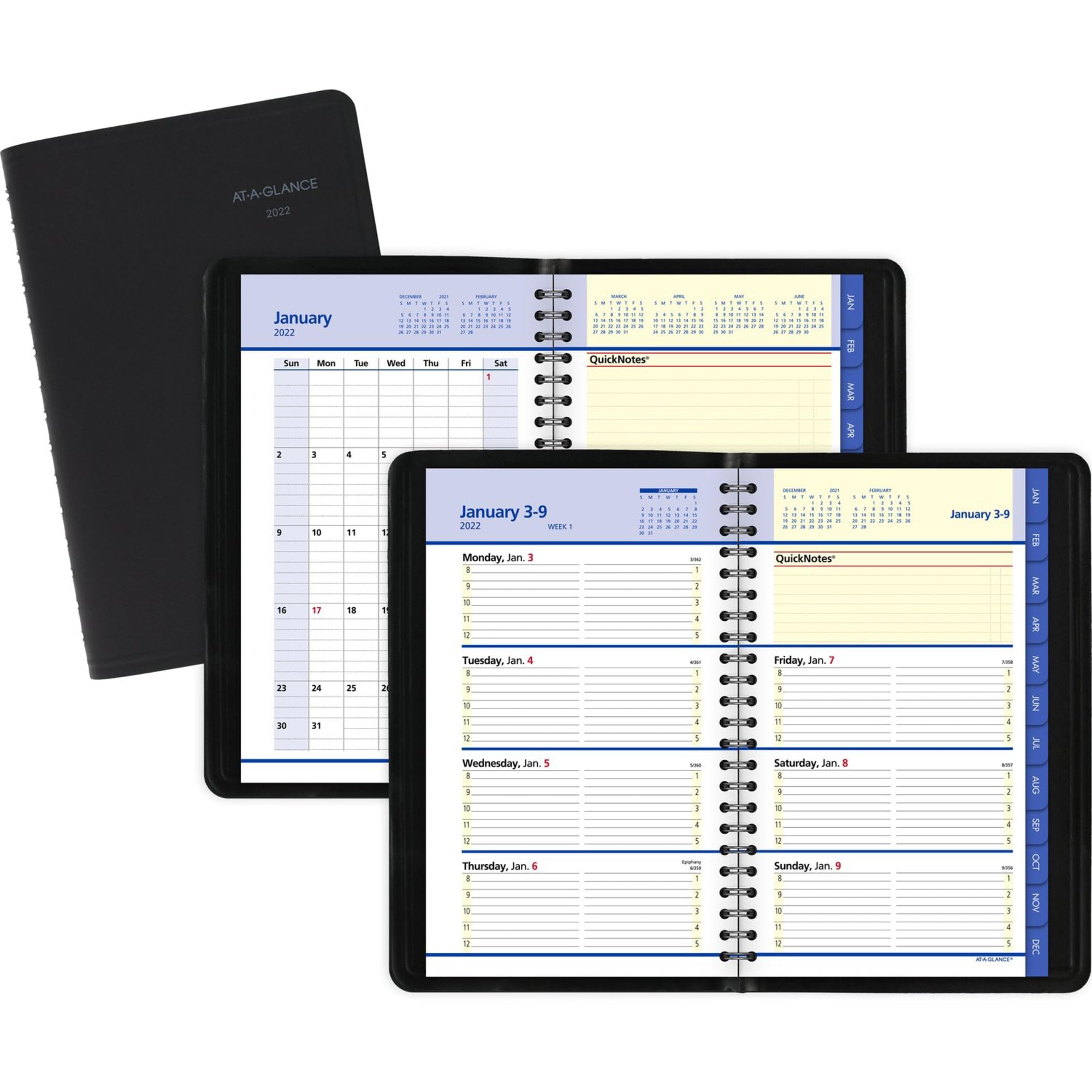 2022 Daily & Monthly Appointment Book & Planner by AT-A-GLANCE, 5" x 8", Small, QuickNotes, Black (760405)
