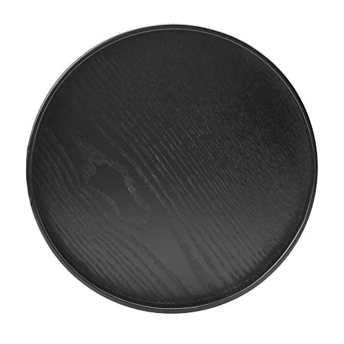 Fdit Wooden Black Round Tea Cup Tray Home Serving Plate (Black)