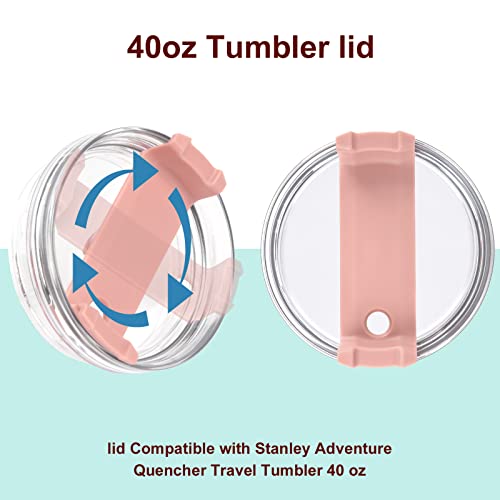 2Pcs Replacement 40oz Tumbler Lid Fit for stanley Quencher Adventure 40oz Tumbler (40 oz、white)