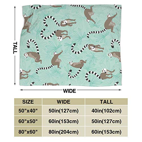 Delerain Flannel Blanket Cute Lemurs Lightweight Cozy Bed Blanket Soft Throw Blanket fits Couch Sofa Suitable for All Season 60"x80" for Kids Women Men