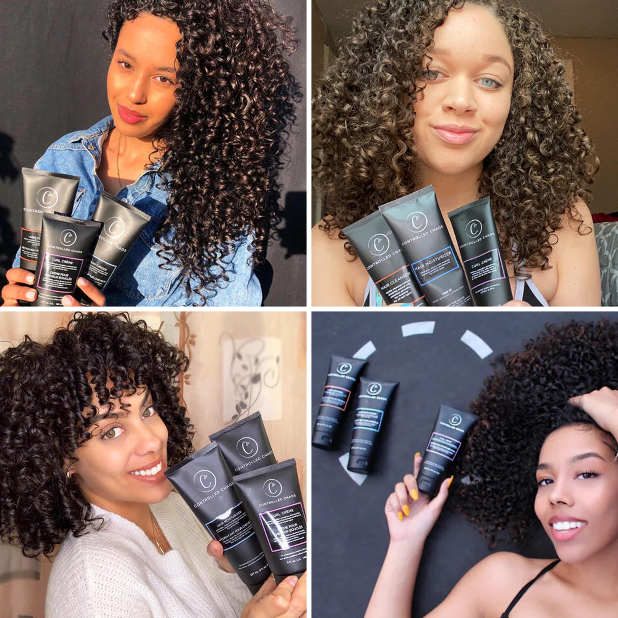 Controlled Chaos Hair Care Set for Curly Hair - 3 Pack Including Shampoo, Conditioner, Curl Defining Cream to Control Frizz & Nourish All Hair Types