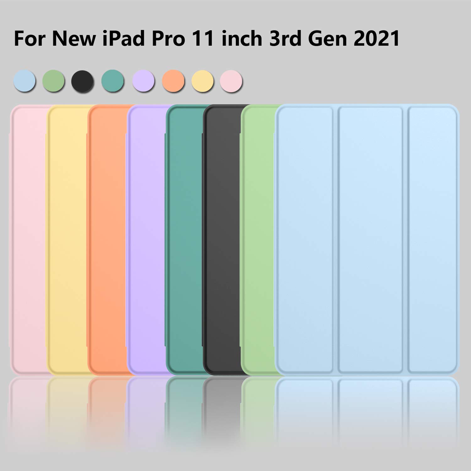 iMieet New iPad Pro 11 Inch Case 2022(4th Gen)/ 2021(3rd Gen) with Pencil Holder [Support iPad 2nd Pencil Charging/Pair],Trifold Stand Smart Case with Soft TPU Back,Auto Wake/Sleep(Sky Blue)