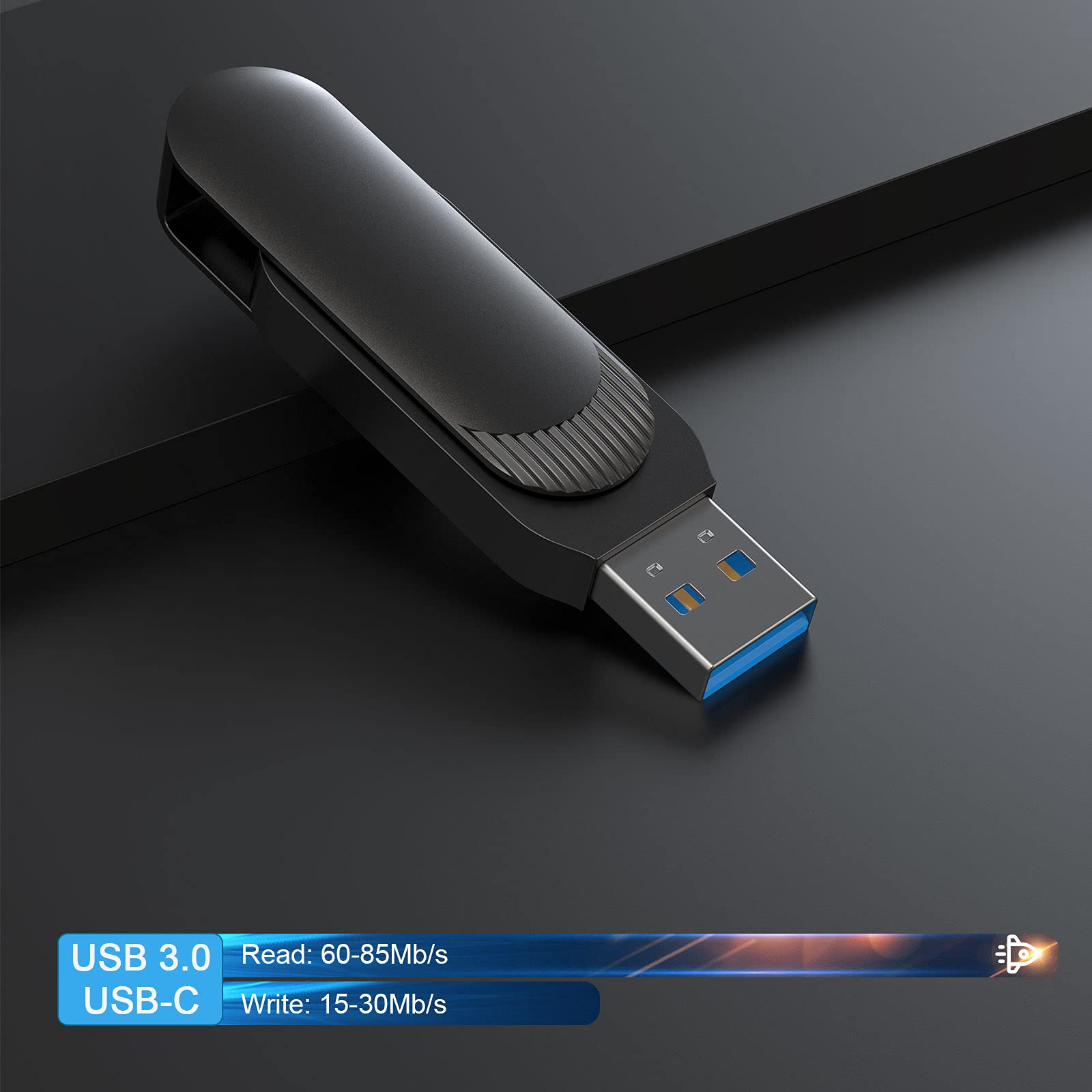 Vansuny 128GB USB C Flash Drive, Dual 2-in-1 OTG Type C 3.0 Metal Rugged Swivel Thumb Drive Memory Stick Jump Drive Photo Stick for Android Smartphone Tablet Mac PC Computers MacBook Laptop