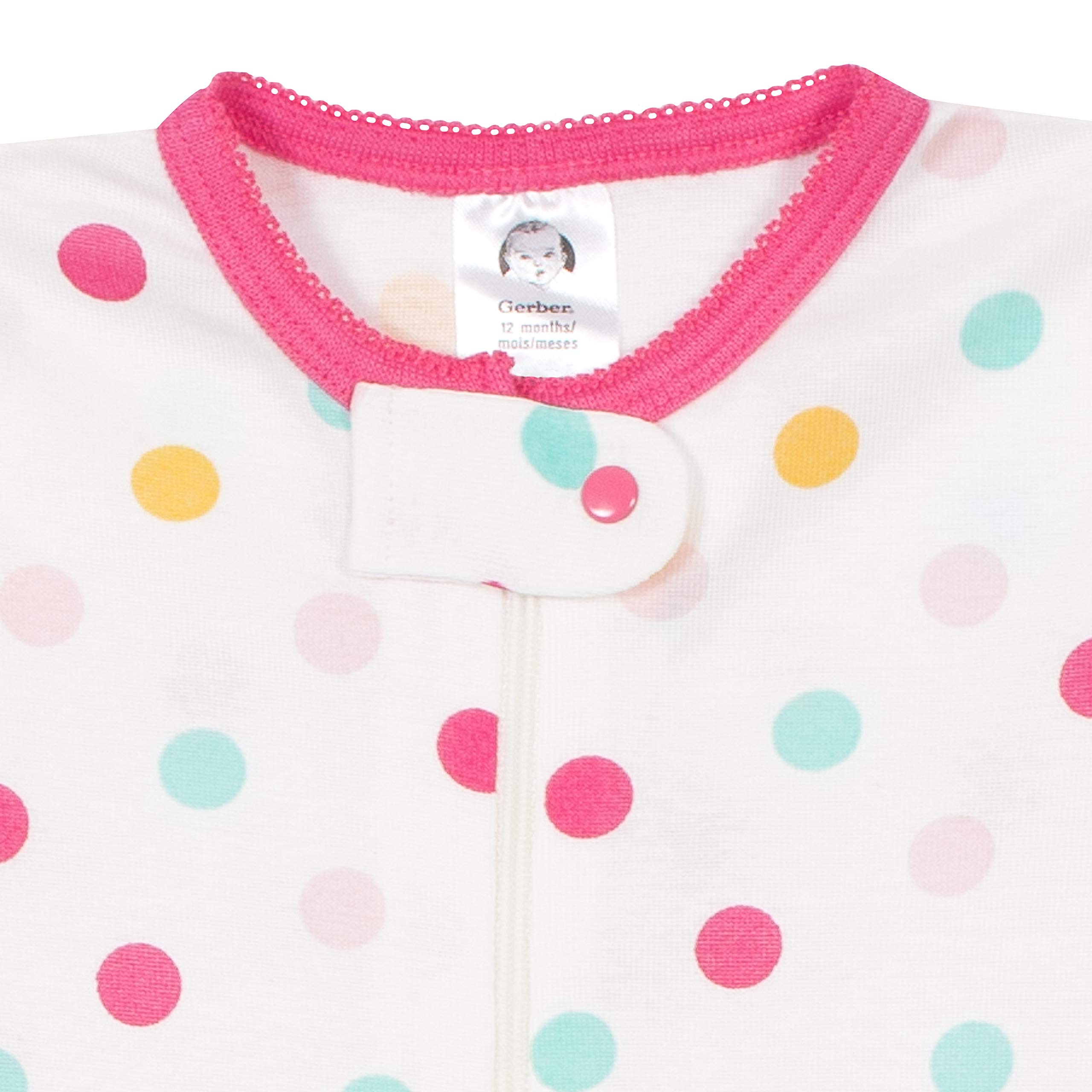 Gerber Baby Girls' 4-Pack Footed Pajamas, Unicorns Cats Pink, 12 Months