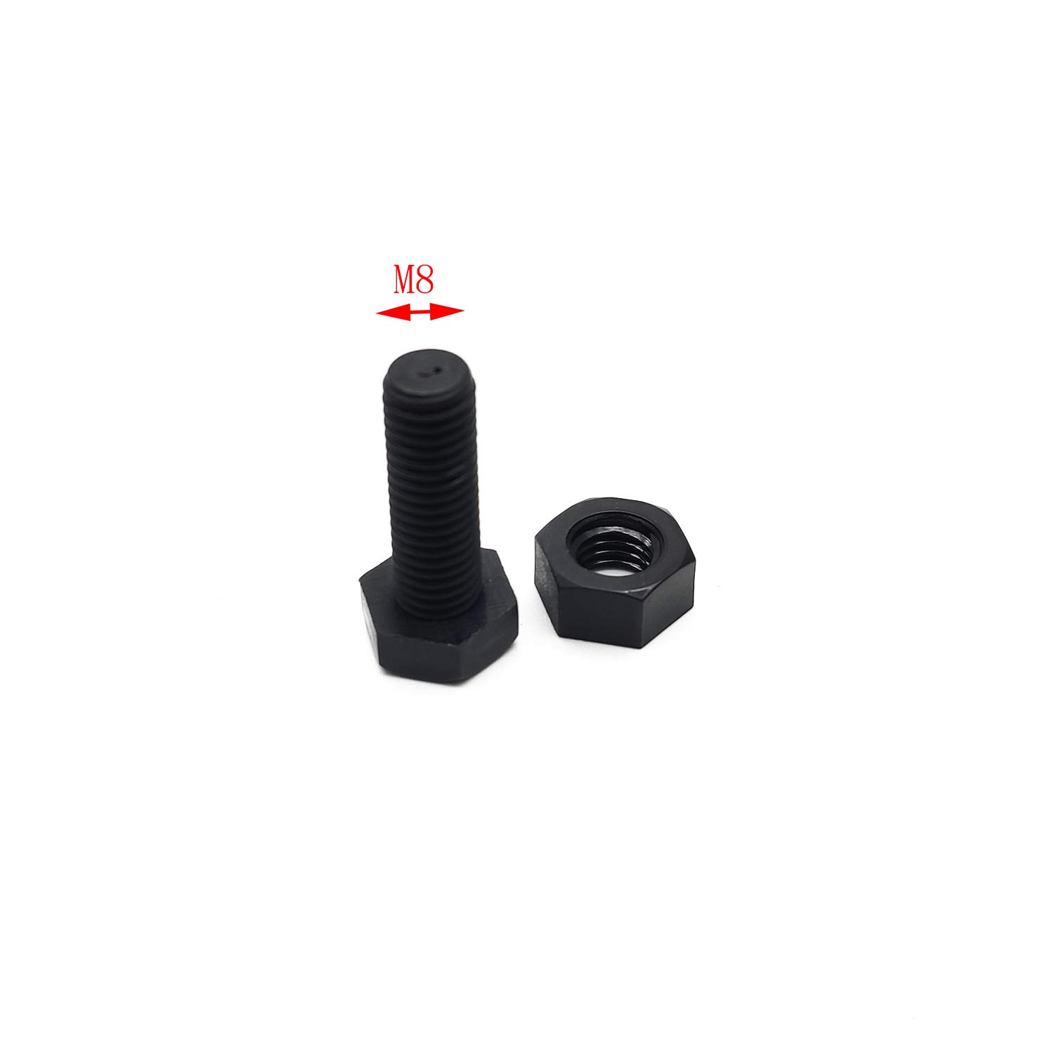 M8 Hex Bolt,24Pair,Susenya Bolt Hex Nut M8x25mm Thread 1/3" Black Nylon
