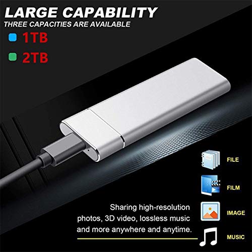 VDSOIUTYHFV 1.8 Inches External Hard Drive Portable HDD, USB 3.1, SSD High Speed Mobile Solid State Drive 2TB 1TB 480-520(MB/s)