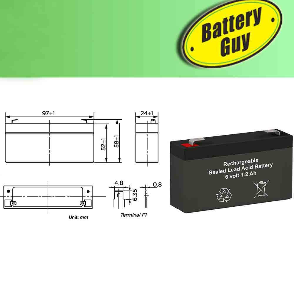 BatteryGuy Security Simon XT Replacement 6V 1.2Ah SLA Battery Brand Equivalent (Rechargeable) - Qty of 1