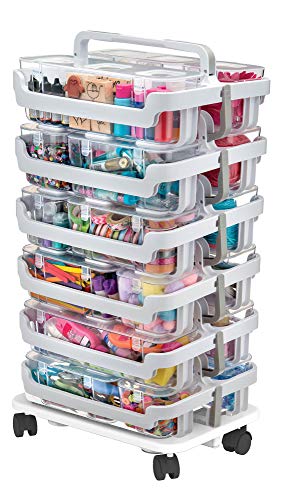 Deflecto Stack 'N Go Caddy Wheel Base, Craft Organizer, Compatible with Deflecto Desk Supplies Organizer Caddy, White, 16"W x 3 1/4"H x 11"D (29443CR)