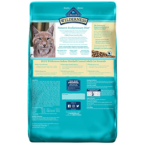 Blue Buffalo Wilderness High Protein, Natural Adult Indoor Hairball Control Dry Cat Food, Chicken 11-lb