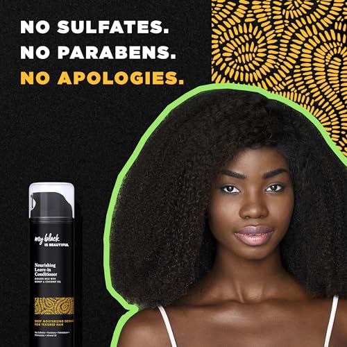MY BLACK IS BEAUTIFUL Nourishing Leave-In Conditioning Cream, for Curly and Coily Hair with Coconut Oil, Honey, and Tumeric, 6.3 fl oz