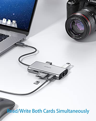 USB C Hub 8-in-1 with 4K HDMI, KUKIY Gigabit Ethernet, 3 USB 3.0, 100W PD Charging and SD&Micro SD Card Reader USB C Adapter Aluminum for MacBook Pro/Air (Thunderbolt 3)