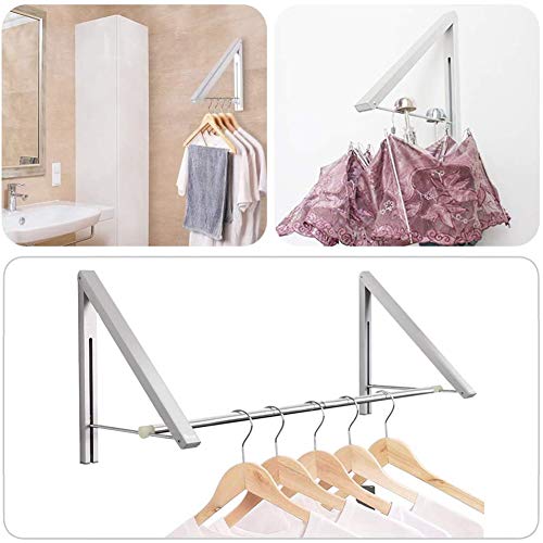 EOPRO Wall Mounted Drying Rack, Clothes Drying Rack Hanger, Closet Organizers and Storage with Aluminum, Folding Coat Rack Shelf Storage Organizer Space Saversā¦