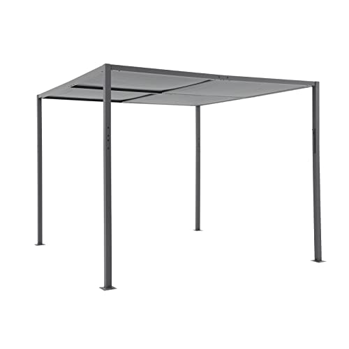 COBANA Outdoor Pergola, 9β x 9β Patio Aluminum Pergola Sun Shade with Adjustable Textilene Roof for Garden, Backyard, Lawn, Poolside