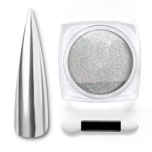 beetles Gel Polish Sliver Mirror Chrome Nail Powder, Mirror Effect Premium Salon Nail Glitter Manicure Pigments for Nail Art Design, 0.04oz/1g