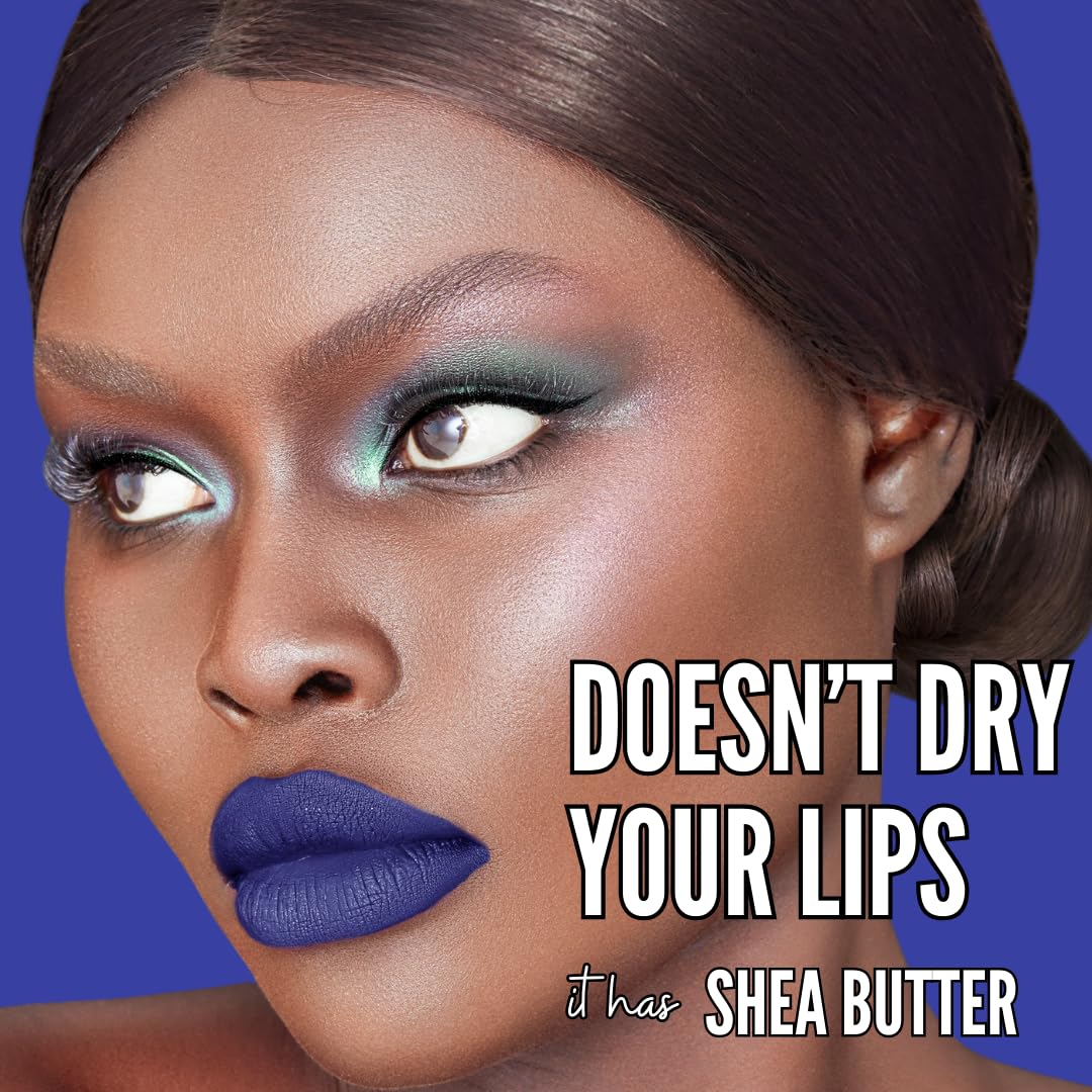 Mynena Blue Long-Lasting Matte Liquid Lipstick | Intense Color, Smudge-Proof & Waterproof | Comfortable, Hydrating Shea Butter | Vegan & Cruelty-Free | Mavi