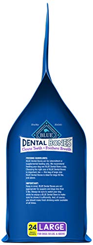 Blue Buffalo Dental Bones Large Natural Dental Chew Dog Treats, (50 lbs and up) 36-oz Bag Jumbo Pack