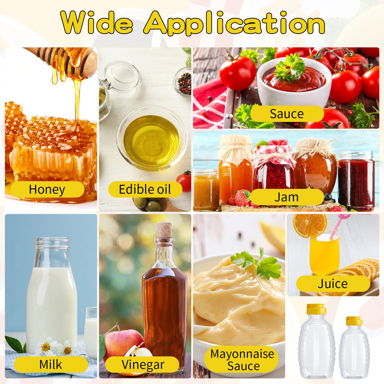 36 Pieces 8/16 oz Honey Bottles Squeeze Honey Bottles Clear Plastic Honey Bottles Honey Jar Container with 36 Pcs Chalkboard Labels and and 1 Pcs Pen Honey Holder with Flip Lid for Dispensing Food