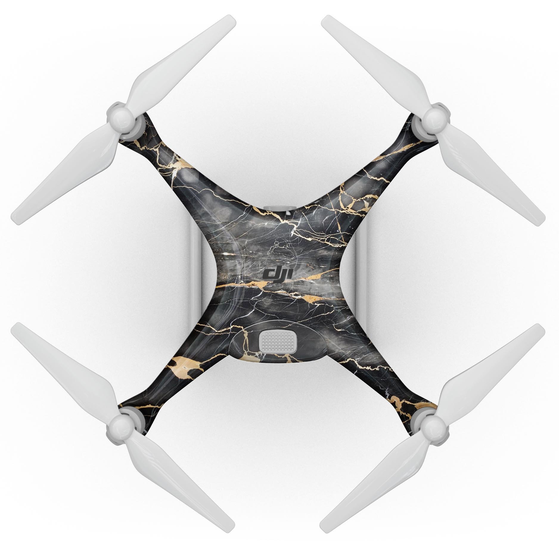 Design Skinz Design Skinz Black and Gold Marble Surface Full-Body Wrap Decal Skin-Kit Compatible with The Drone DJI Phantom 3/Phantom 3 Pro