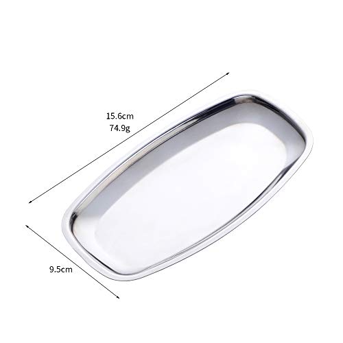 Buyer star Silver 2PCS 6.14inch Stainless Steel Square Tray Fruit Trays Storage Tray Dish Plate Cosmetics Jewelry Decorative Organizer