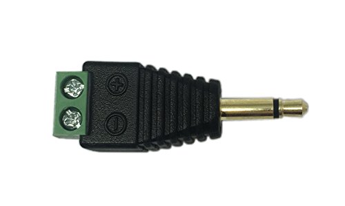 CERRXIAN 3.5mm TS Mono Male to 2 Pin Screw Terminal Female AUX Headphone Replacement Solderless Balum Converter Adapter (2-Pack)