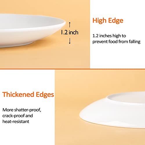 DELLING 10 inch White Dinner Plates Set, Porcelain Dessert/Salad Plate, Serving Dishes, Dinnerware Sets, Scratch Resistant, Lead-Free, Microwave, Oven, and Dishwasher Safe - Set of 4