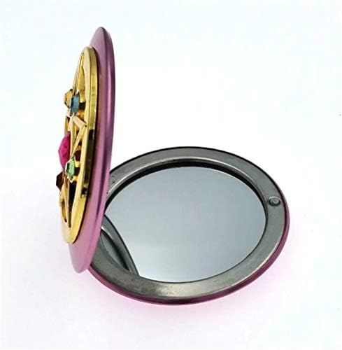 Makeup Compact Mirror Personal Makeup Mirror Portable Travel Handheld Foldable Double Sided Mirror with Crystal Star Miao WU