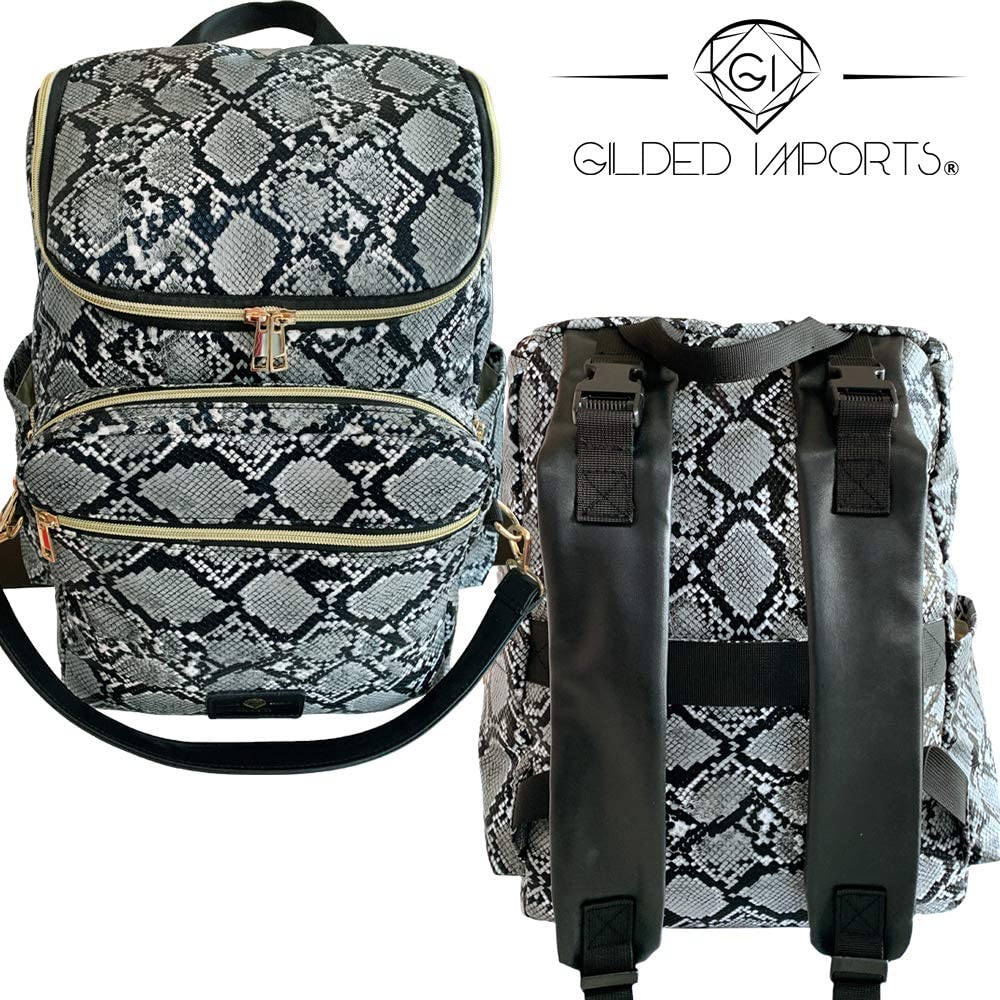 GI Gilded Imports Designer Diaper Bag for Baby Boy or Girl Family Backpack Detachable Purse