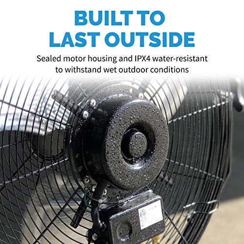 NewAir 20” Outdoor Rated 2-in-1 High Velocity Floor or Wall Mounted Fan with 3 Fan Speeds and Adjustable Tilt Head, NIF20CBK00