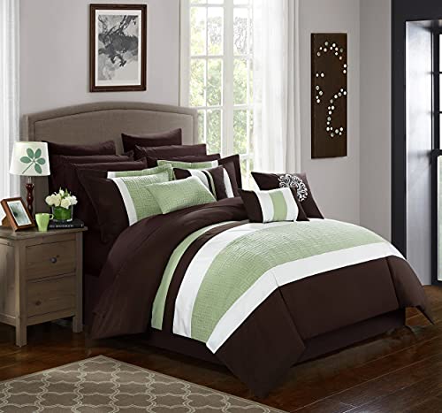 Chic Home Pisa 16 Piece Bed in a Bag Comforter Set, King, Brown,CS1131-AN