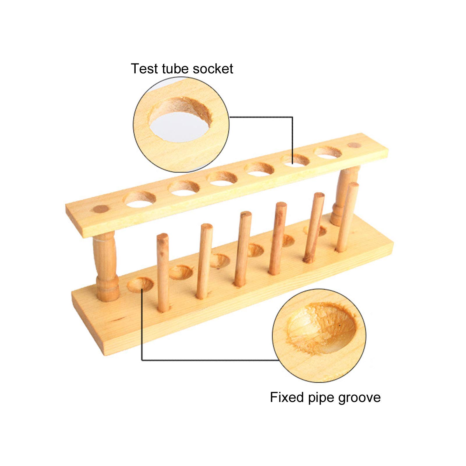 ONWRACE HASEAN Storage Wooden Burette Test Tube Holder Support with Stand Sticks Rack Shelf, 6/8/10/12 Holes Laboratory Instrument Test Tube Support Rack Stand Shelf- 12