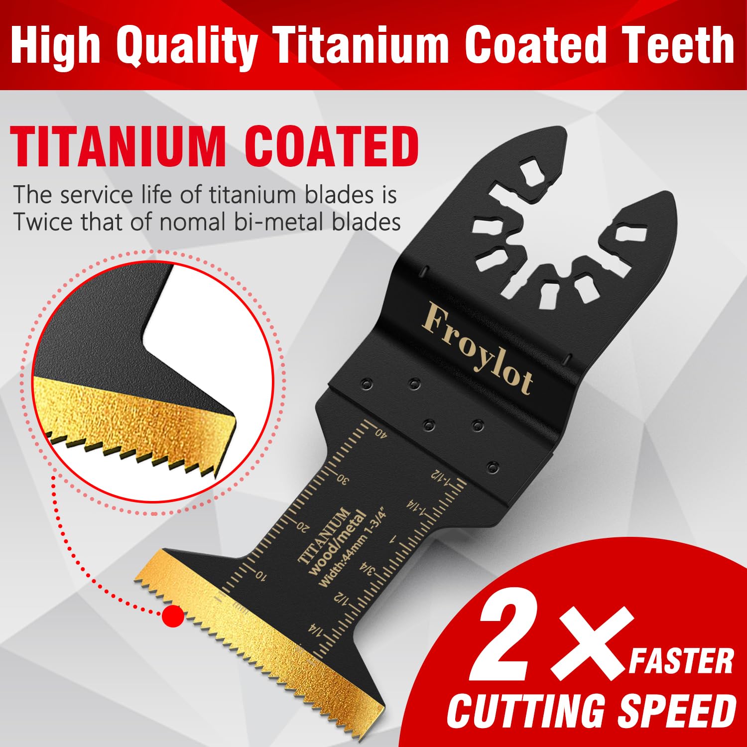 49pcs Titanium Oscillating Tool Blades High-Carbon Steel Multitool Blades, Universal Multi Tool Blades Kits for Metal Wood Cutting, Fit Dewalt Bosch Milwaukee Ryobi Rockwell Fein Makita