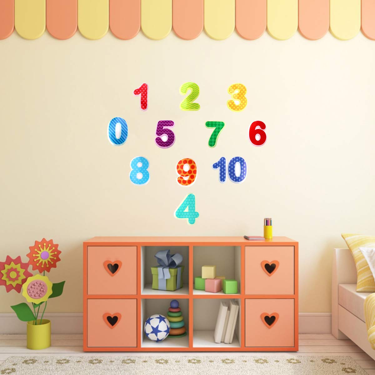 OOTSR 1-10 Number Wall Decals, Removable Wall Decals Stickers Decor, Colourful Number Wall Stickers for Nursery Bedroom Living Room décor