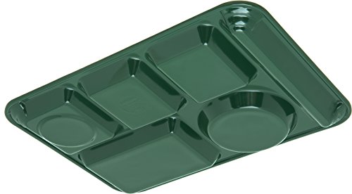 Carlisle FoodService Products Left-Hand Heavyweight 6-Compartment Melamine Tray 10" x 14" - Forest Green