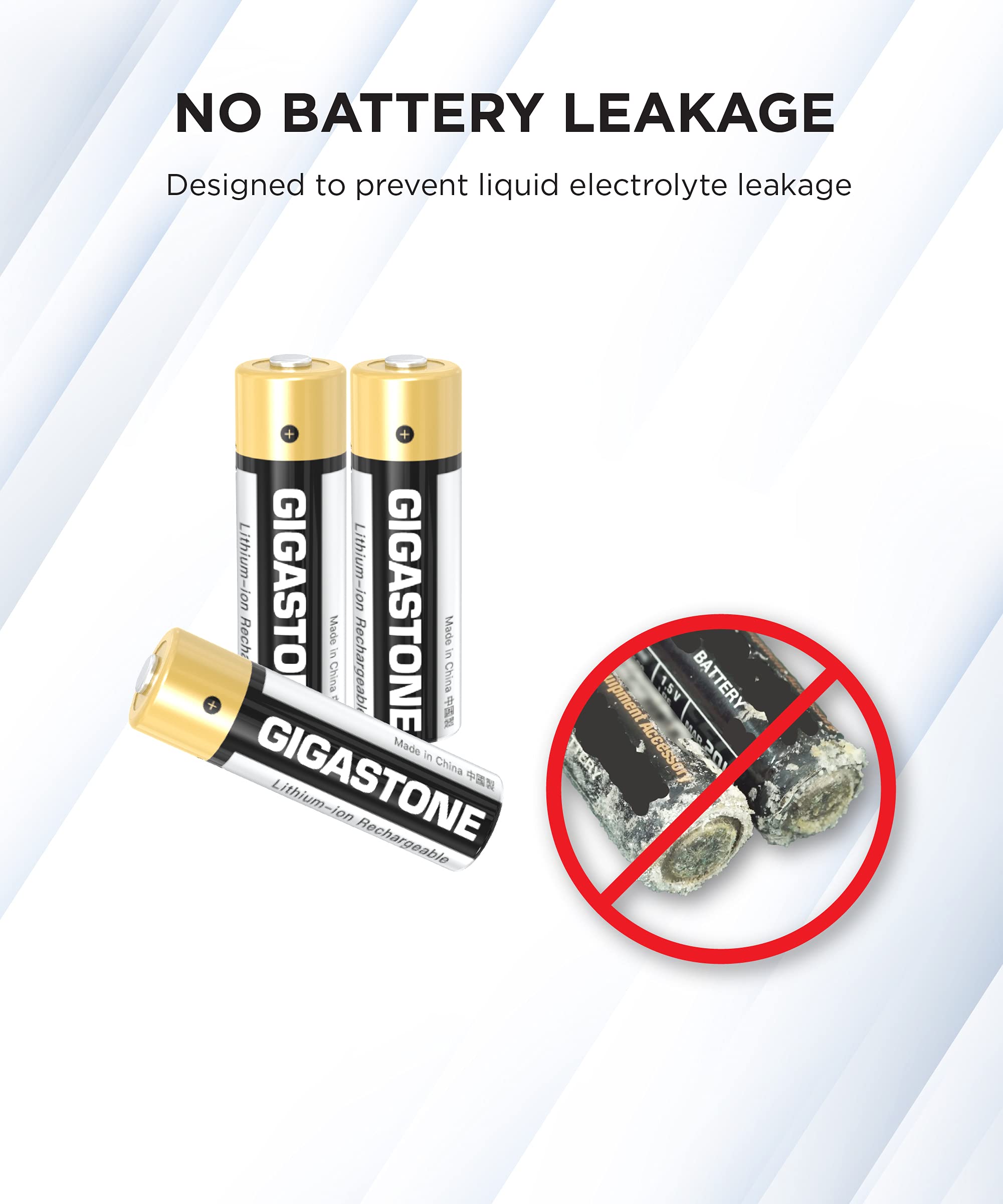 Gigastone Rechargeable Lithium AA Batteries, 1.5V Constant Voltage, 3000mWh High Endurance 1000x Cycles, Built-in Safety Protection, 4-Pack AA Batteries + 8-Bay Fast Charging AA AAA Battery Charger
