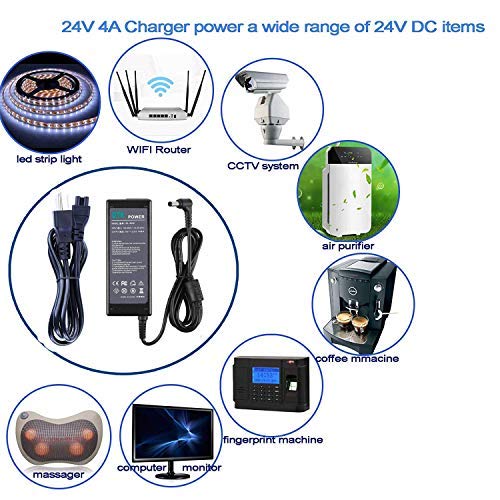 DTK 24V AC/DC 4A 96W Power Supply Adapter Switching Transformers for Switch LED Strip LCD Monitors LCD TVs Connector Size: 5.5X2.5mm