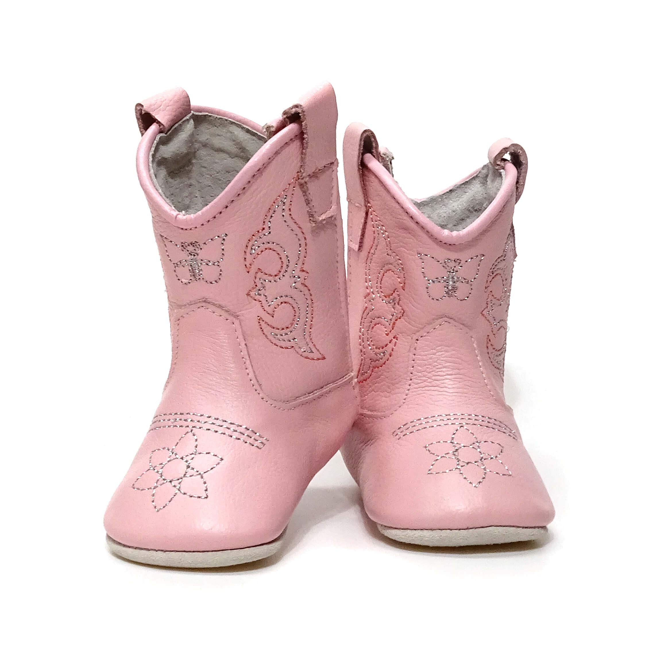 MAMTAKON Real Leather Soft Sole Cowboy Cowgirl Boots for Baby Infant Toddler Girls Newborn Crib Prewalkers Special Occasion (No Box, 6_12 months)