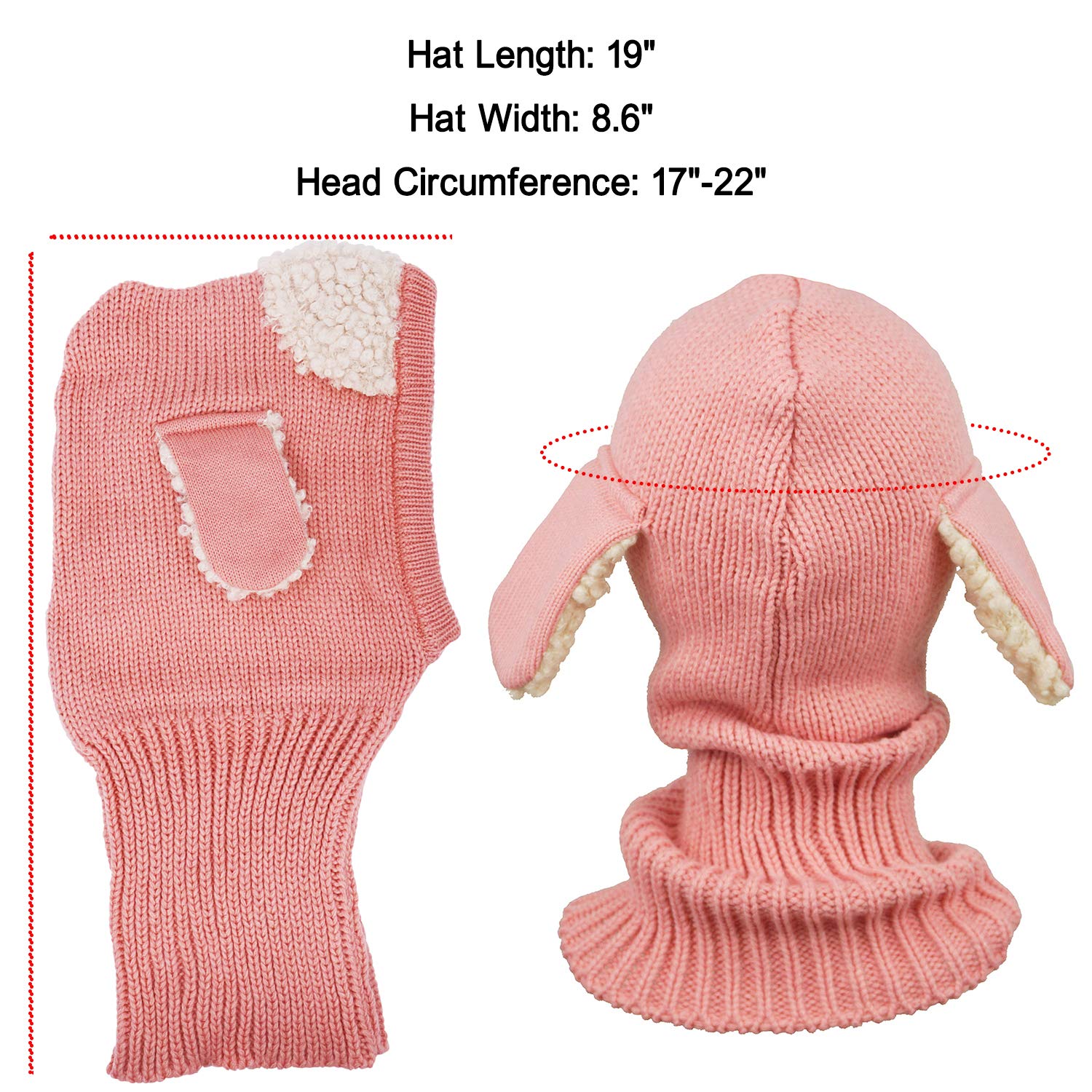 Bienvenu Toddler Hat Scarf Earflap Hoodie, Pink, One Size