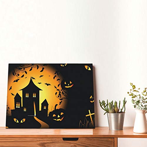 MSGUIDE Wall Art Canvas Halloween Haunted House Decorative Painting for Living Room Bedroom Office (16 Inch X 12 Inch X 1 Panel)