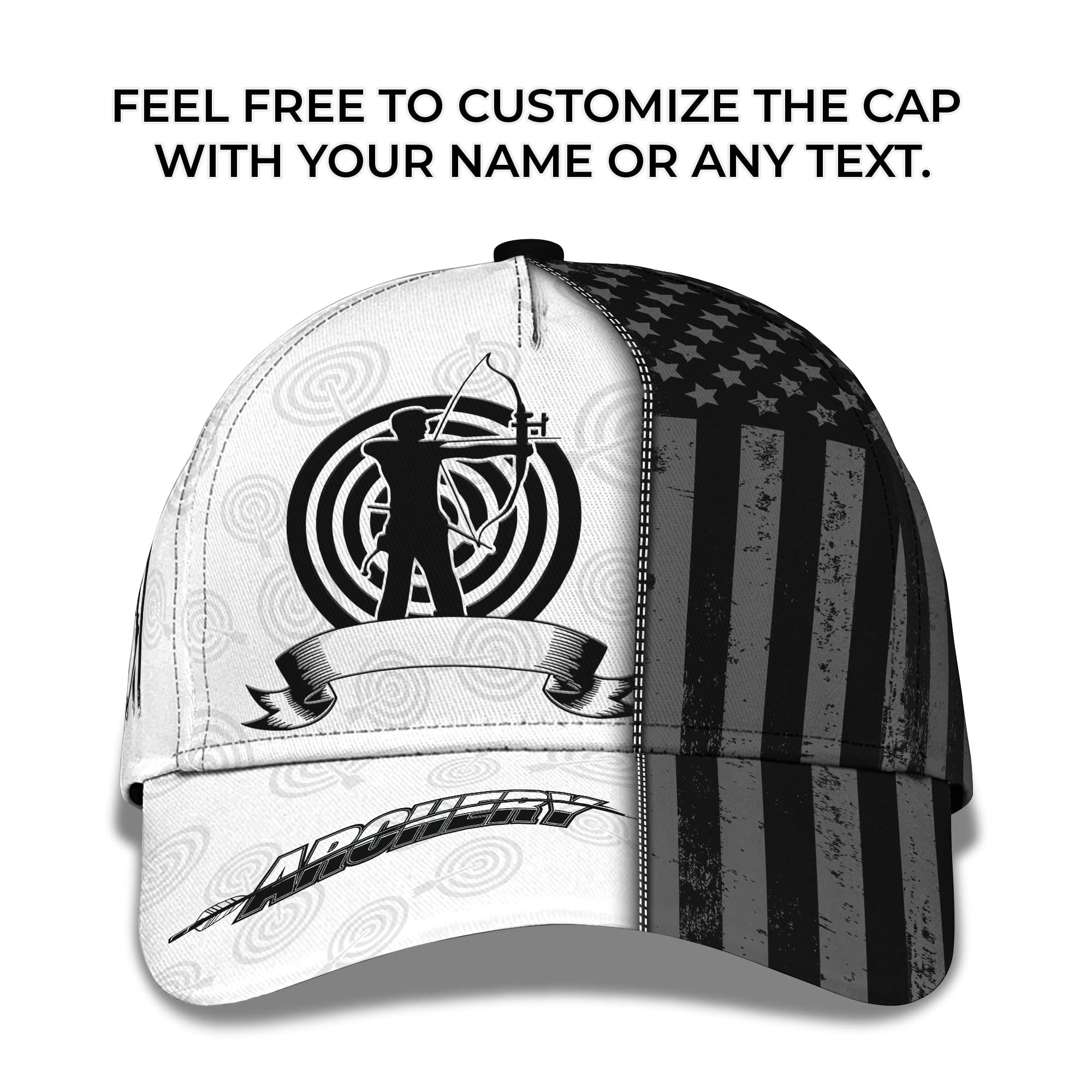 3D Printing Custom Archery Man American Snapback Baseball Cap Target Bow Hat Gift for Sport Lovers Men Boys Multicolor