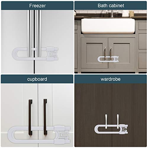 Goodv Baby Proof Cabinet Lock - 2 Pack Adjustable Child Safe U Shape Straps Multi-use for Closet Drawer Dresser No Adhesive No Tools(2)