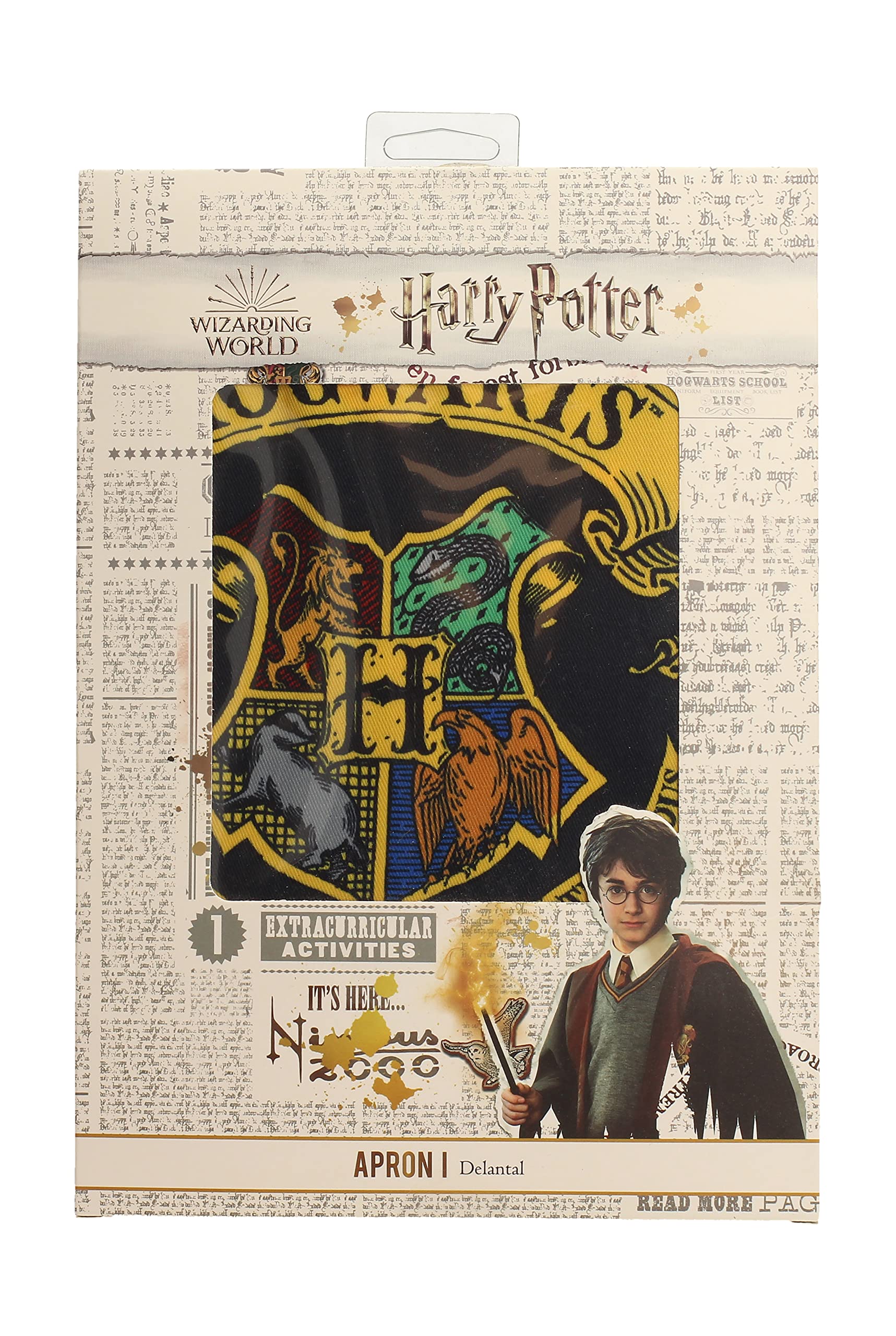 SD Toys Unisex Delantal Escudo Hogwarts Harry Potter Hogwarts Coat of Arms Harry Potter Black Apron, Único