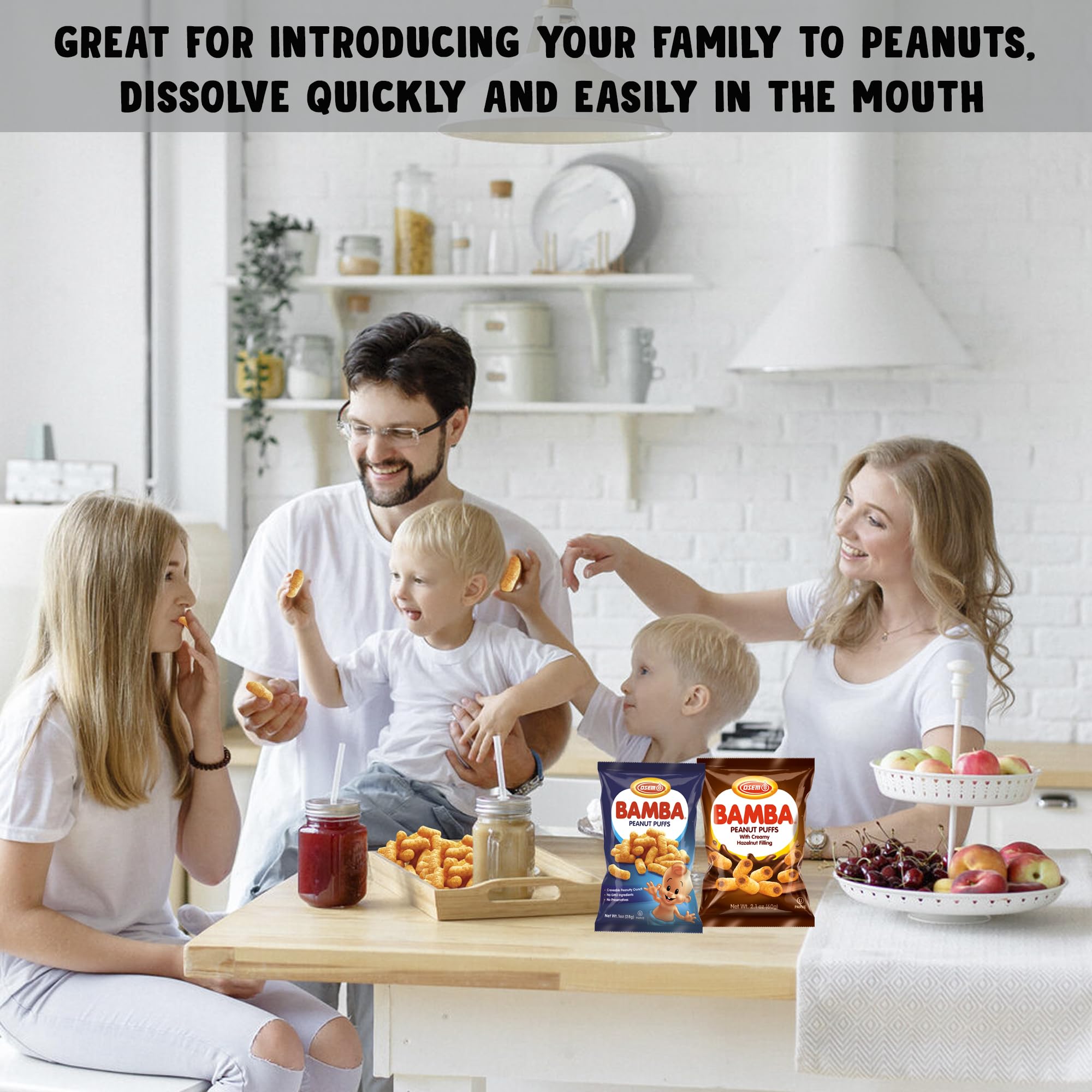 Bamba Peanut Butter Snacks All Natural Peanut Butter PB Corn Puffs (6 Hazelnut Cream , 2.1oz Bags + 6 Regular, 1oz Bags)