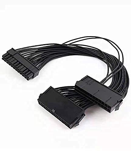 pingping Dual PSU Adapter,Dual PSU Power Supply 24 Pin Extension Cable, for ATX Mainboard Motherboard Adapter Extension Kit - 24 pin to 24(20+4) pin - 11.8 inch 30cm