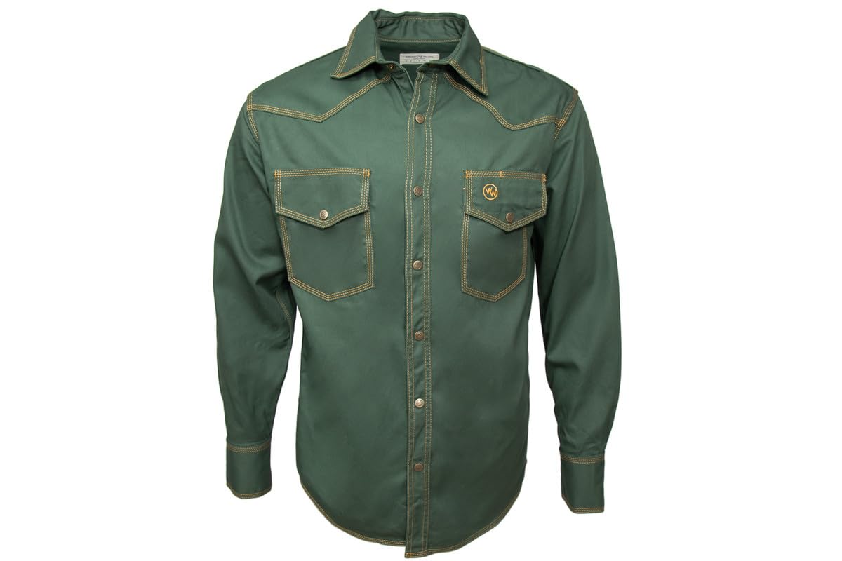 Western Welder Outfitting - Welding Shirt Western Style | Light Weight Tripled-Stitched Welding Shirts, Relaxed Fit (XL, Army Green)