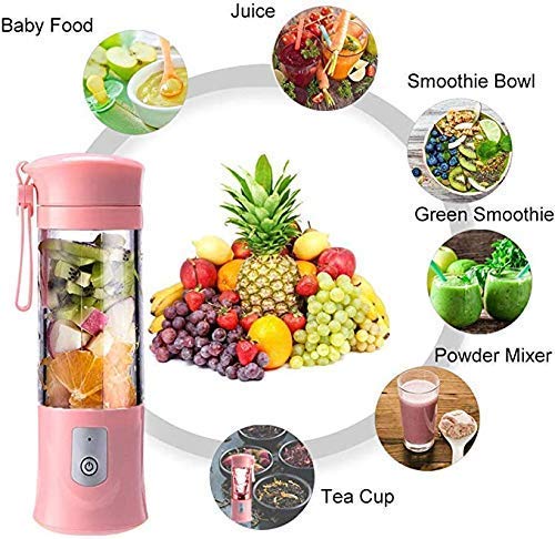 2psc Portable Blender, USB Travel Juice Cup Baby Food Mixing Juicer Machince with Updated 6 Blades with Powerful Motor 4000mAh Rechargeable Battery,13Oz Bottle